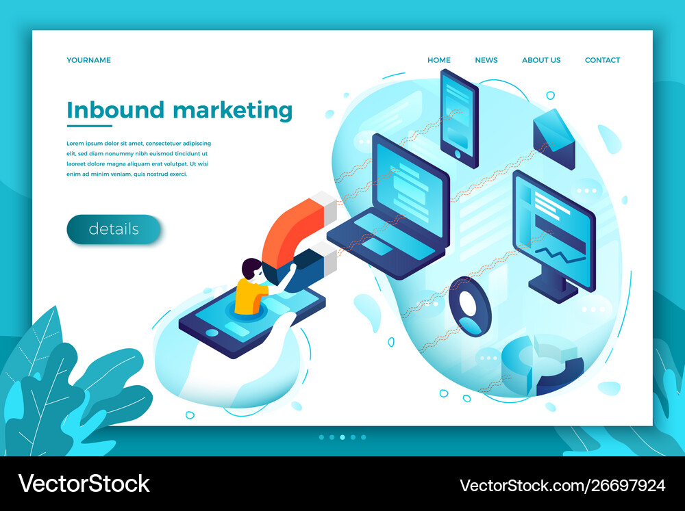 Concept inbound marketing man with magnet Vector Image