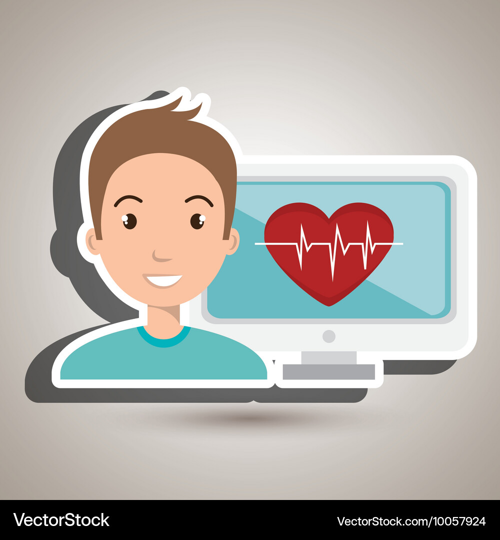 Man cardiology screen technology Royalty Free Vector Image