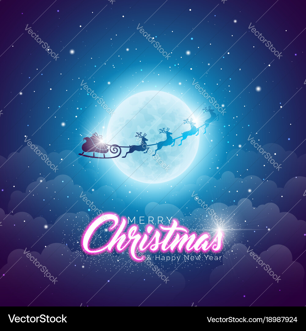 Merry christmas with flying santa Royalty Free Vector Image