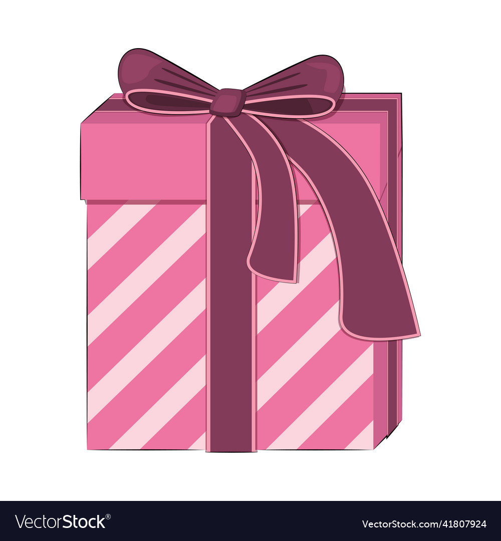 Paper gift box cartoon pink gift box with bow Vector Image