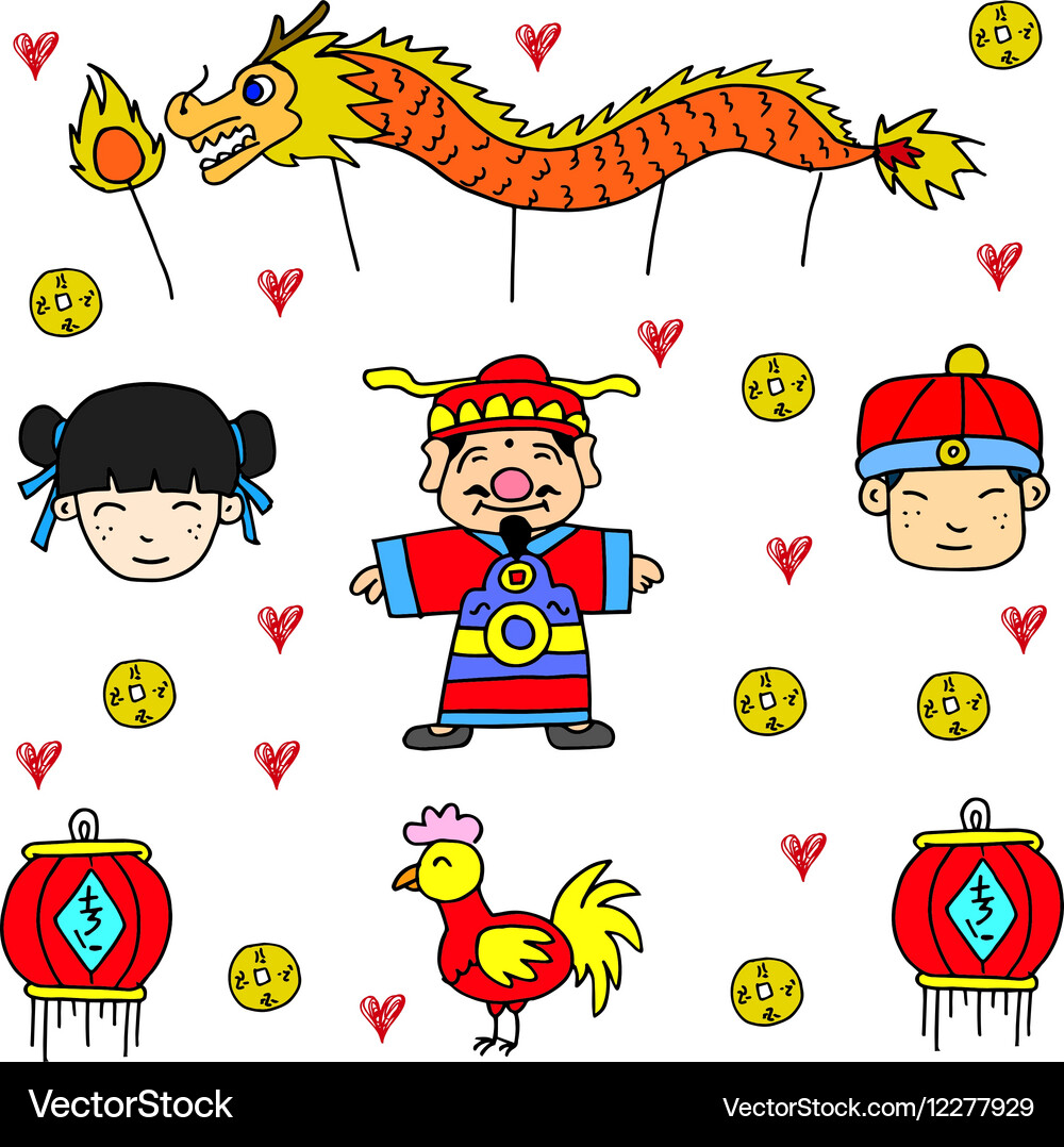 Chinese new year doodles Royalty Free Vector Image