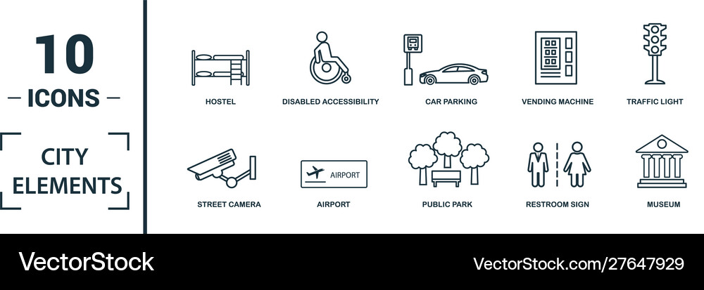 City elements icon set include creative elements Vector Image