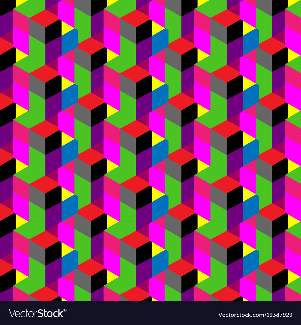 Seamless abstract cube pattern colorful design Vector Image
