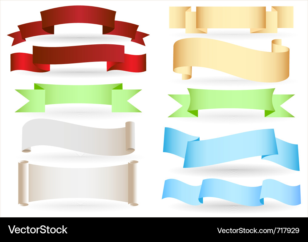 Set origami ribbons and banners text box Vector Image