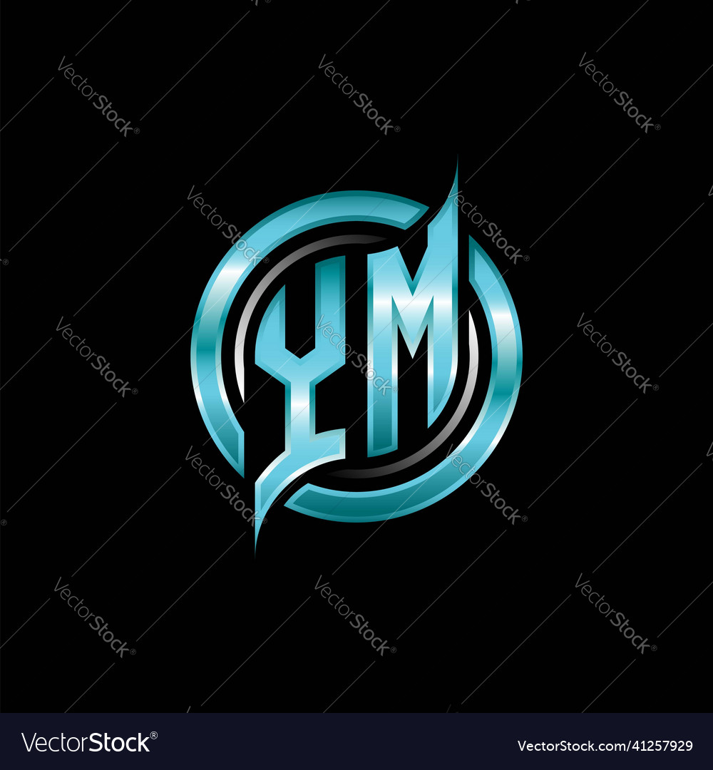 Ym initial monogram logo circle rounded Royalty Free Vector