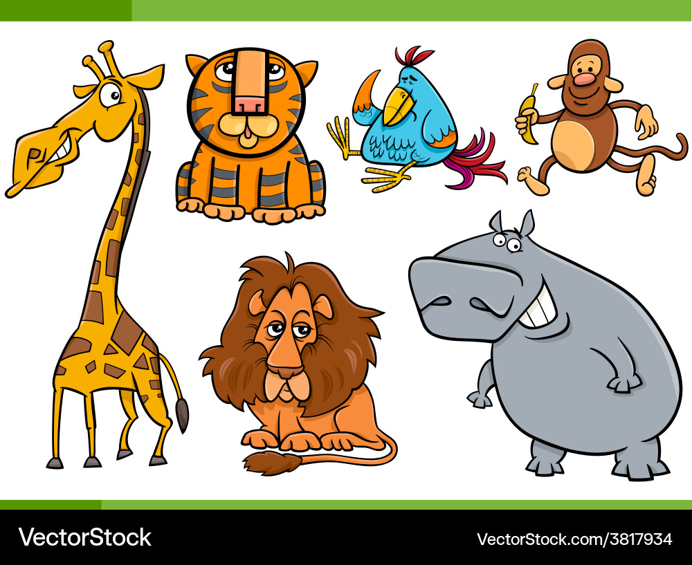 Animals cartoon characters set Royalty Free Vector Image