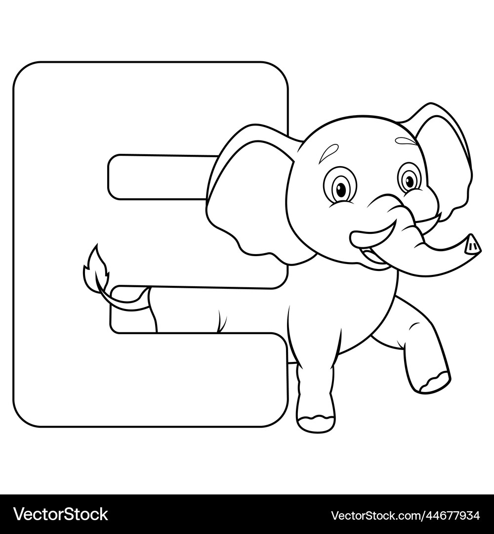 E letter for elephant Royalty Free Vector Image
