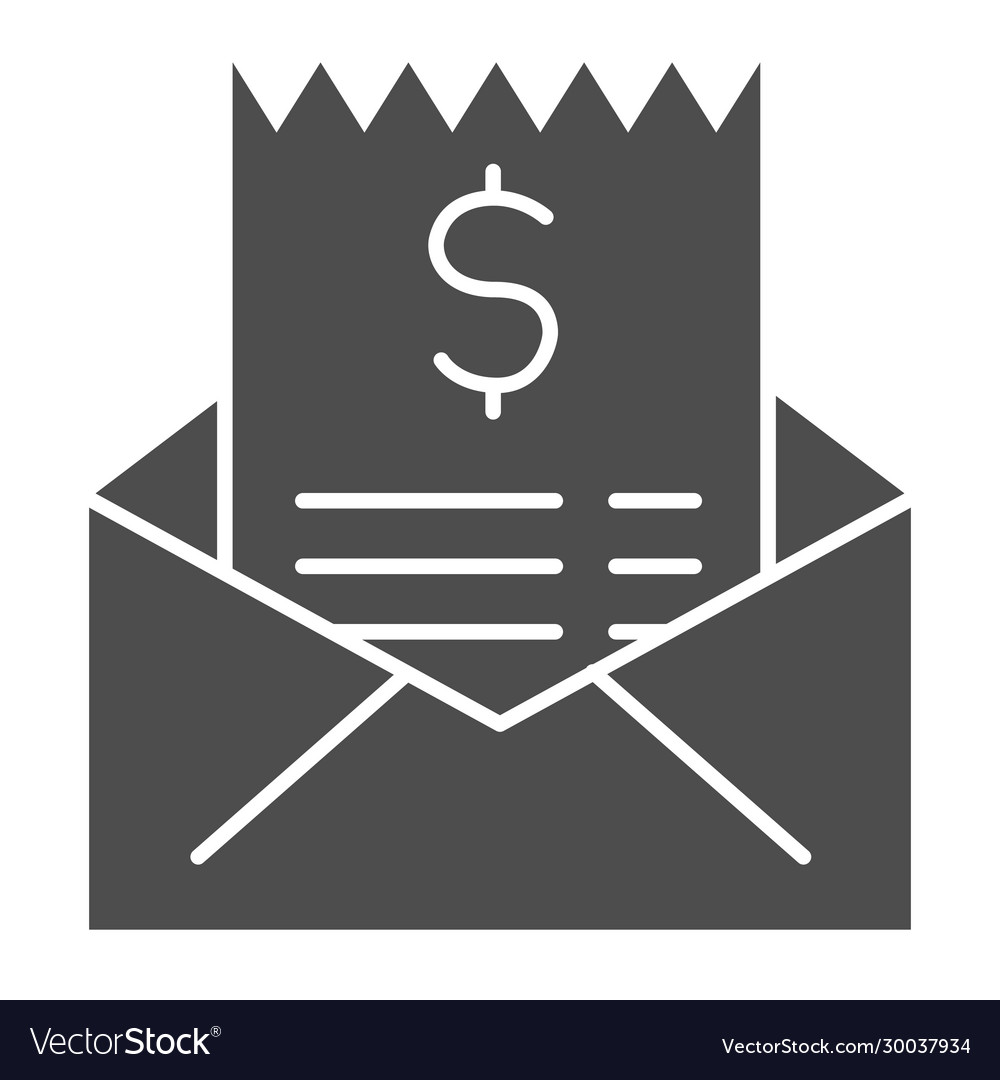 Envelope with payment bill solid icon check Vector Image