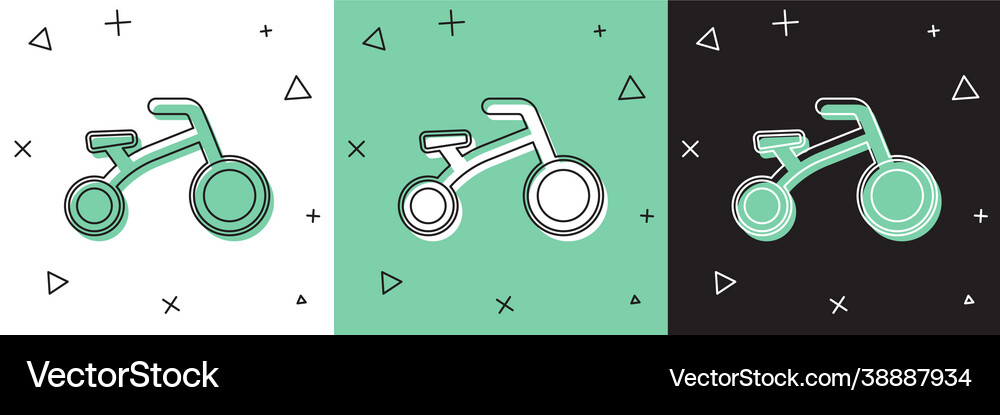 Set bicycle for kids icon isolated on white Vector Image