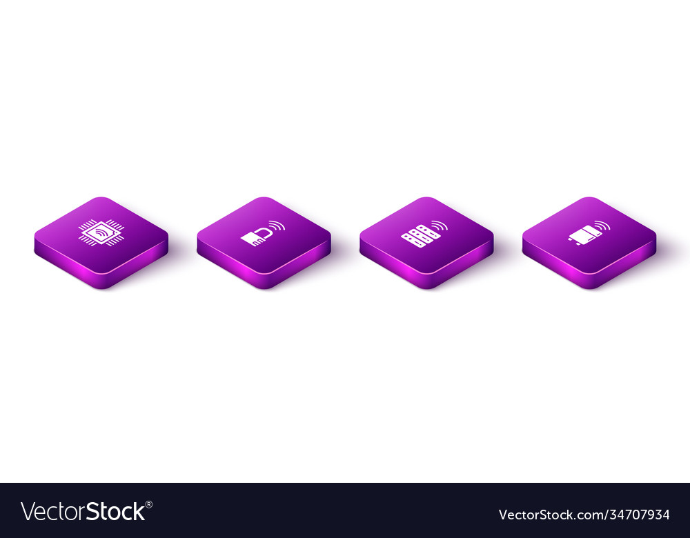 Set isometric processor with microcircuits cpu Vector Image
