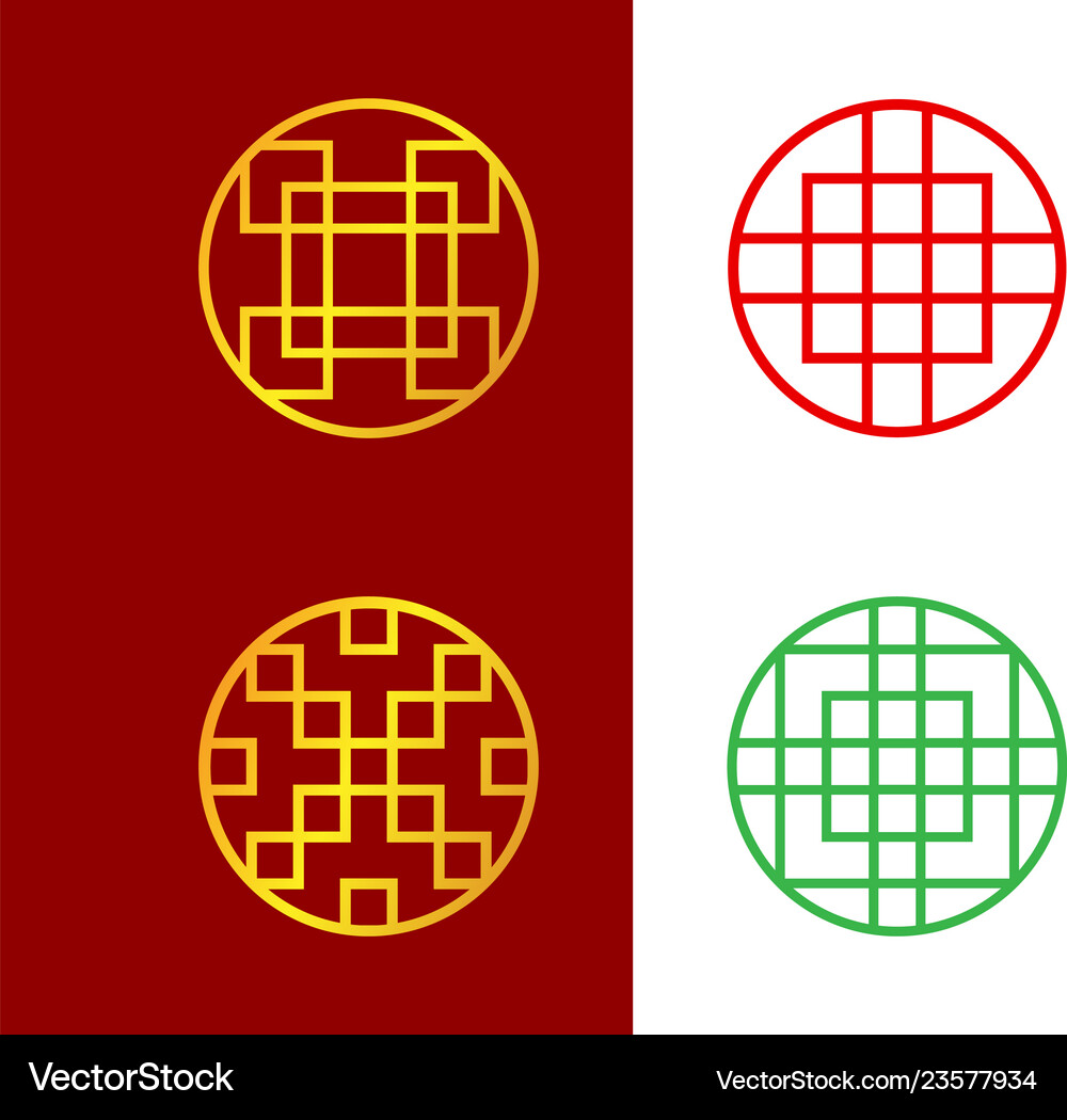 Set of circle chinese window frame art Royalty Free Vector