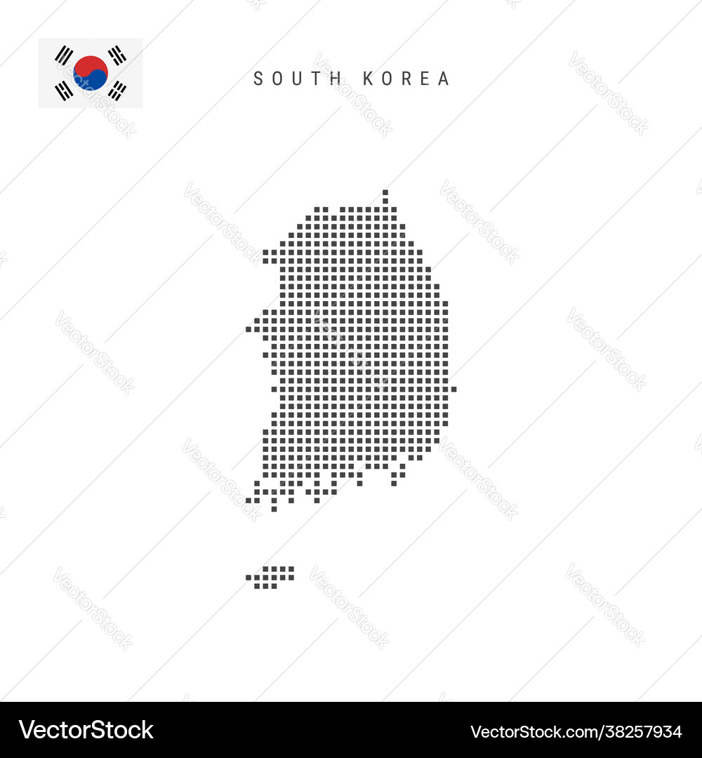 Square dots pattern map south korea Royalty Free Vector