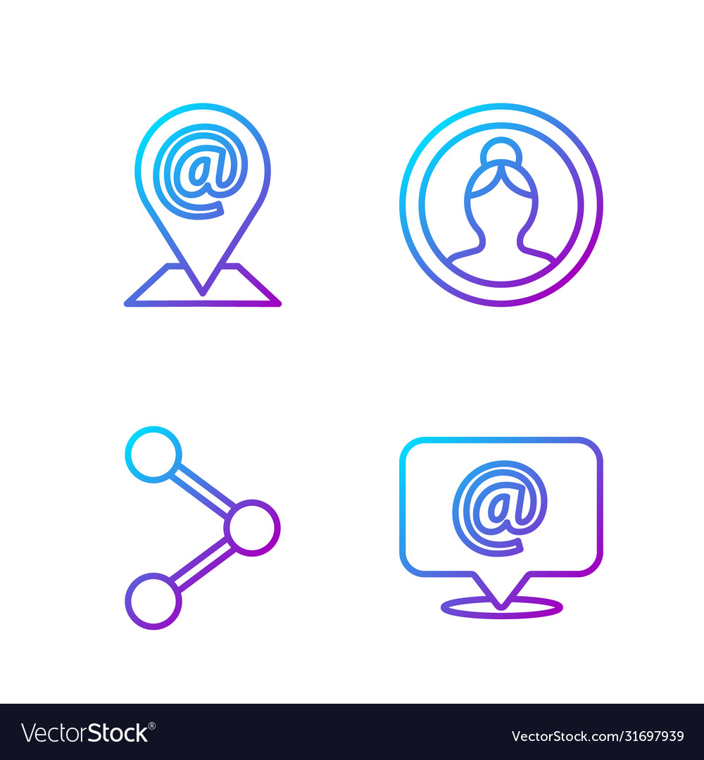 Set line mail and e-mail share location and mail Vector Image Set line mail and e-mail share location and mail Vector Image