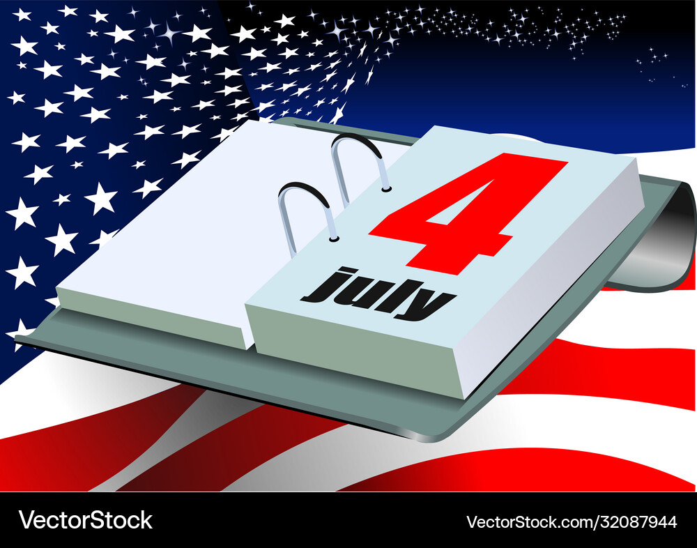 Desk calendar with 4th july independence day Vector Image