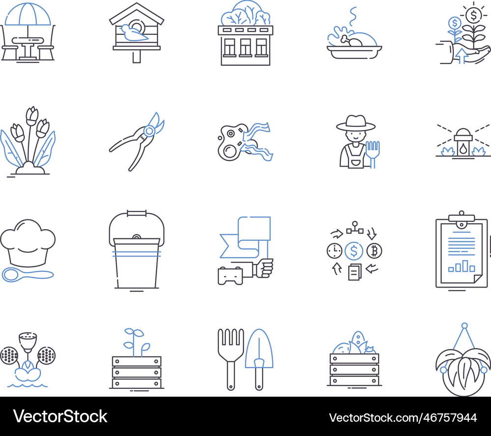 Farming production outline icons collection Vector Image