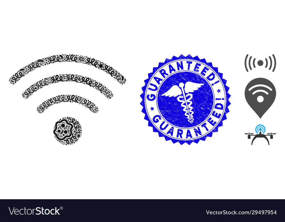 Contagion mosaic wi-fi source icon with serpents Vector Image Contagion mosaic wi-fi source icon with serpents Vector Image