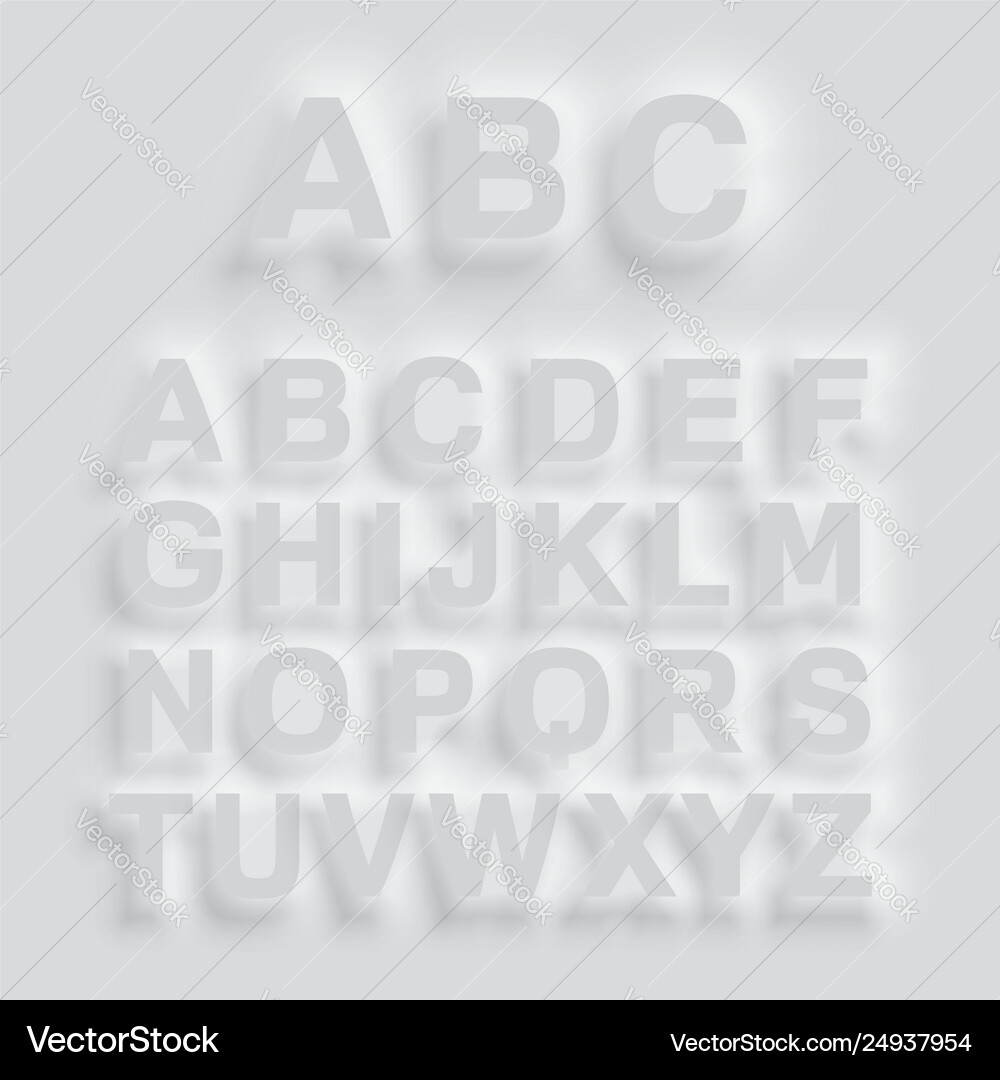 Gray bulging typeface Royalty Free Vector Image