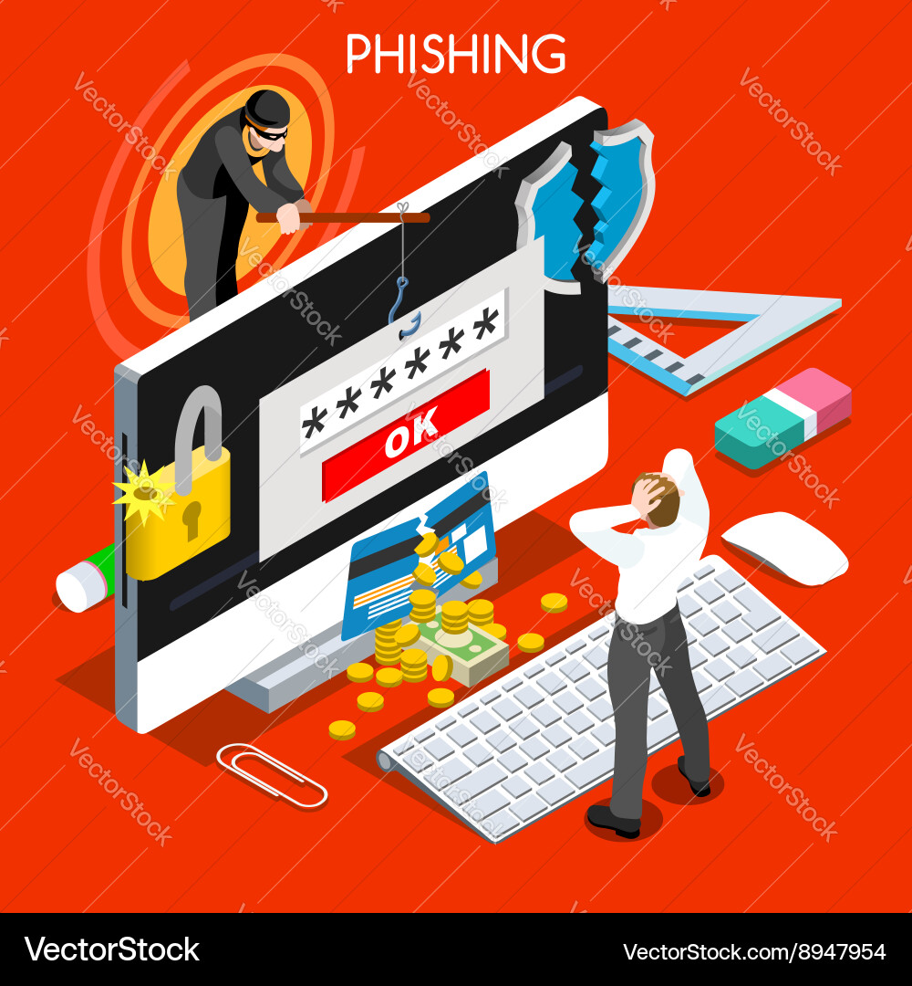 Phishing concept isometric people Royalty Free Vector Image