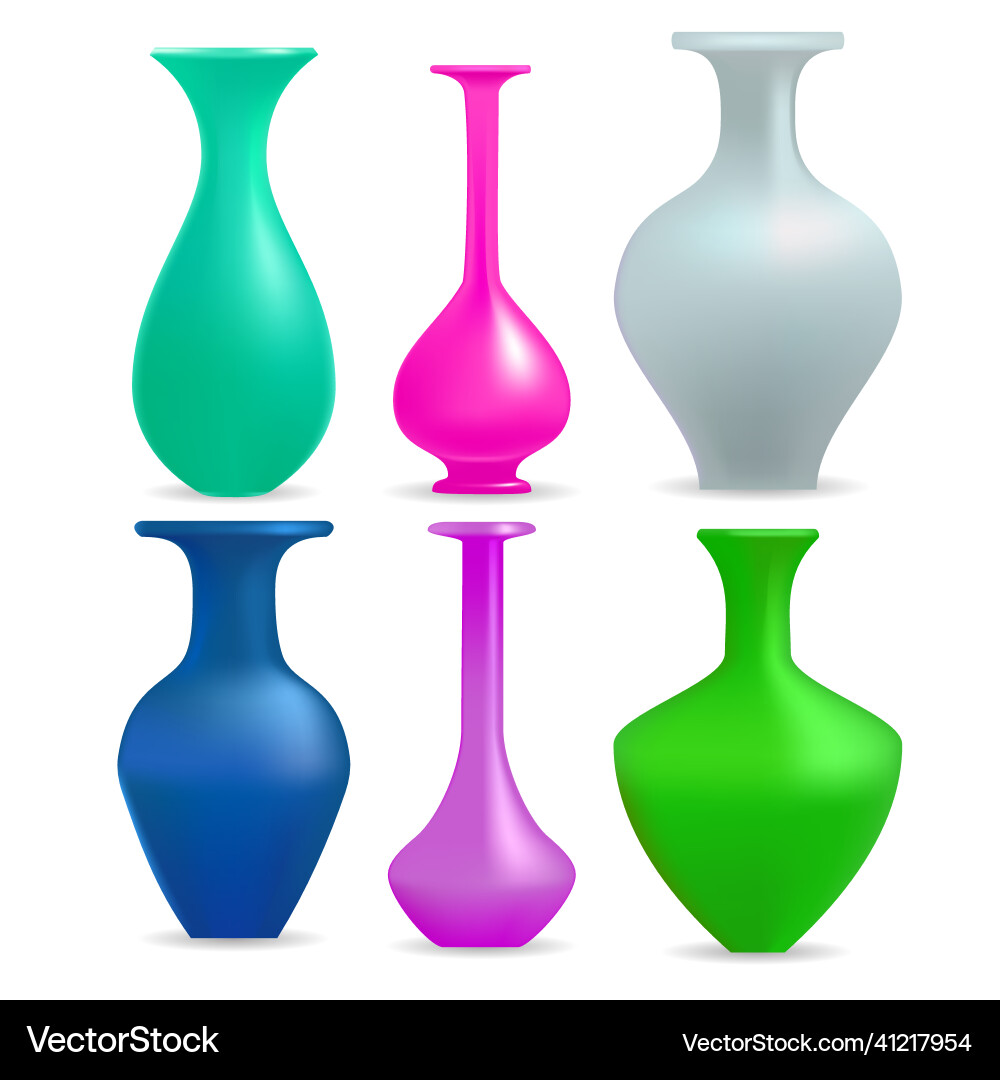 Realistic vases set isolated on white background Vector Image