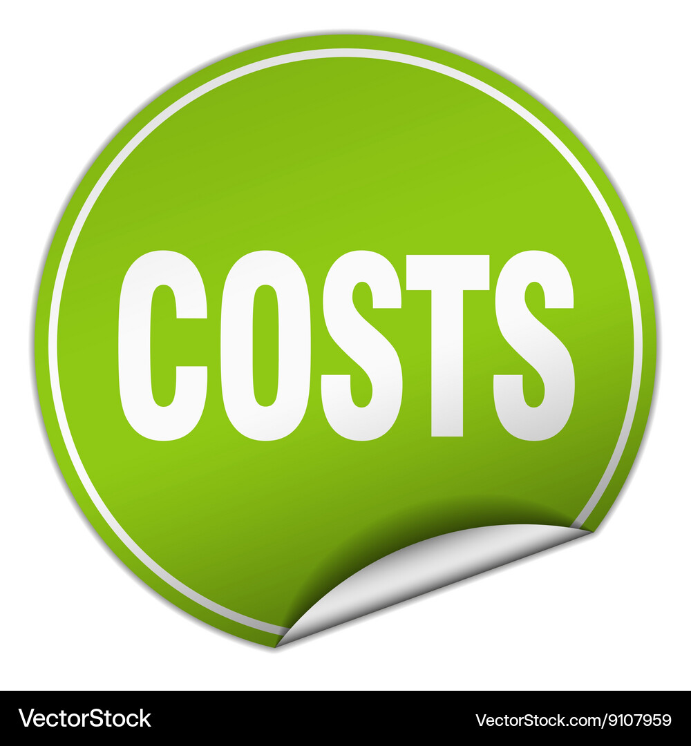Costs round green sticker isolated on white Vector Image