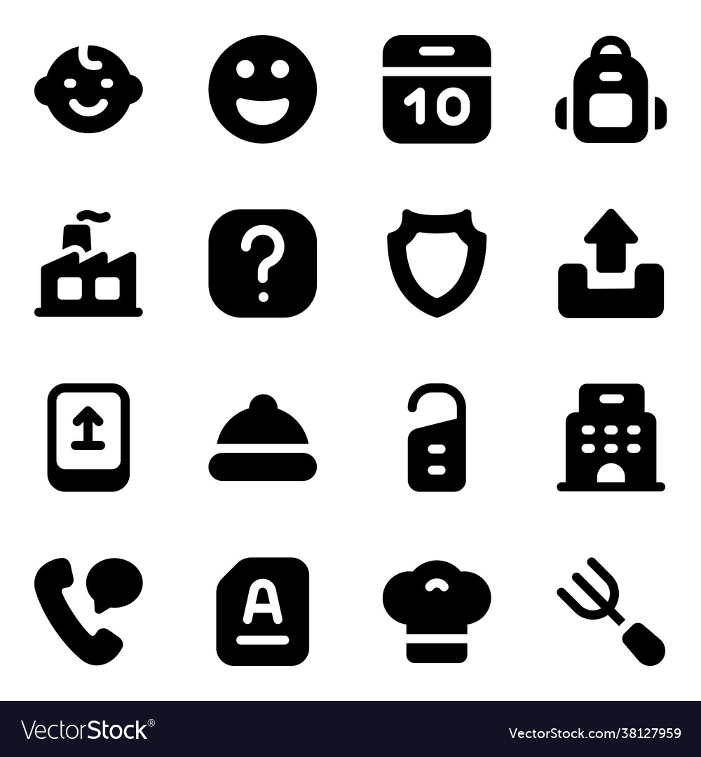 Pack solid icons in editable design Royalty Free Vector
