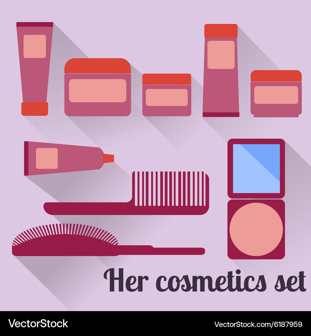 Women s cosmetic set in flat style Royalty Free Vector Image