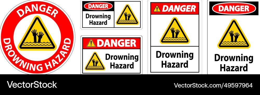 Beach safety sign danger - drowning hazard Vector Image