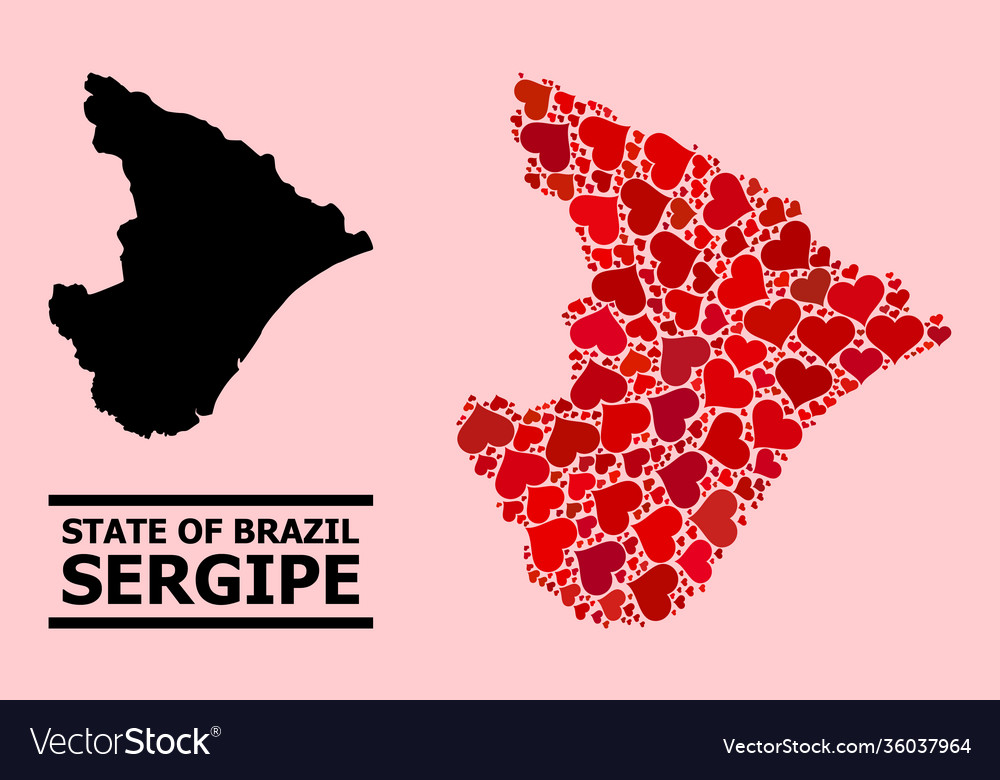 Red lovely pattern map sergipe state Royalty Free Vector