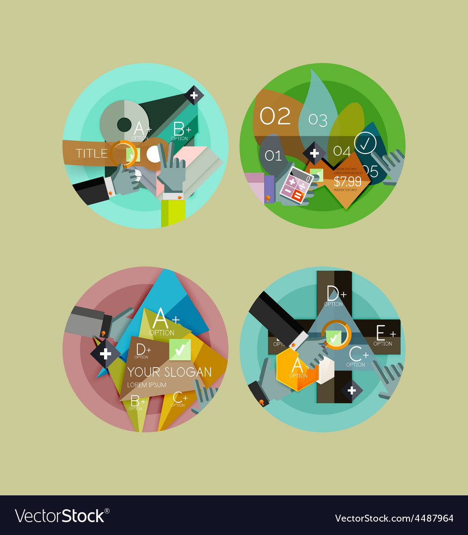 Set of flat design circle infographic icons Vector Image