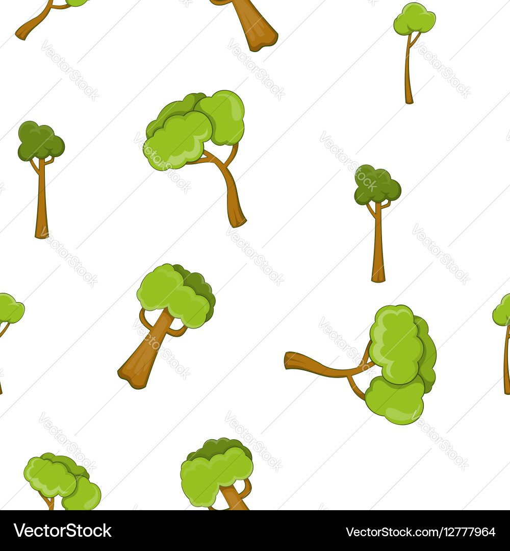 Types of trees pattern cartoon style Royalty Free Vector