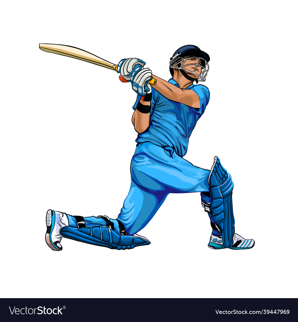 Abstract batsman playing cricket from splash Vector Image