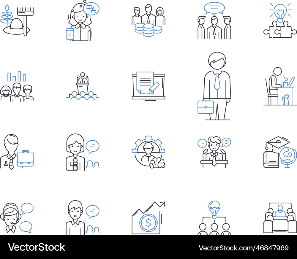 Assistants line icons collection support help Vector Image