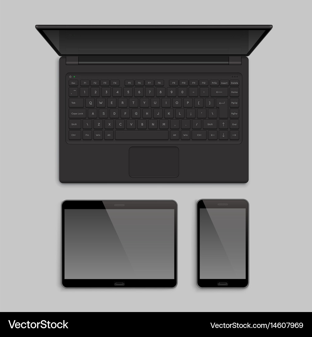Gadget and device realistic mockup set Royalty Free Vector