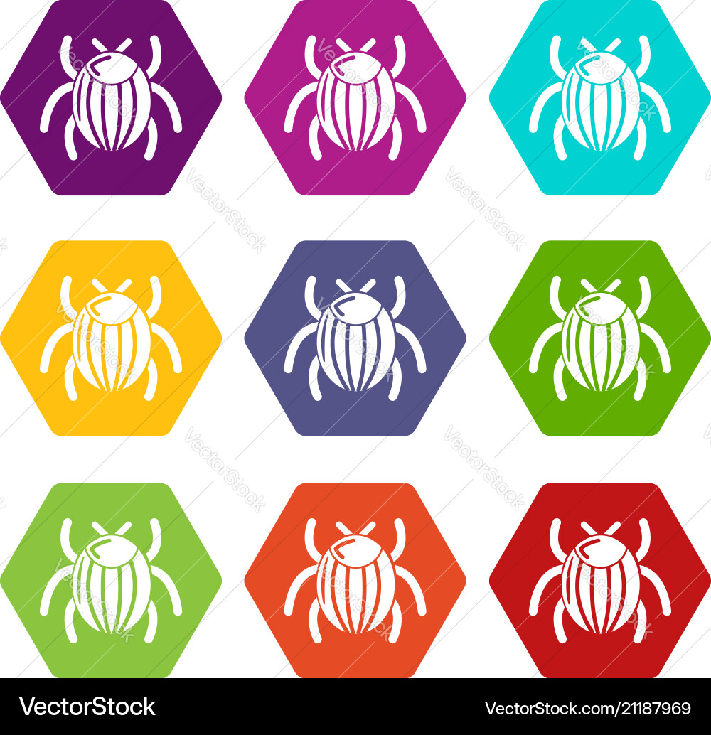 Garden beetle bug icons set 9 Royalty Free Vector Image