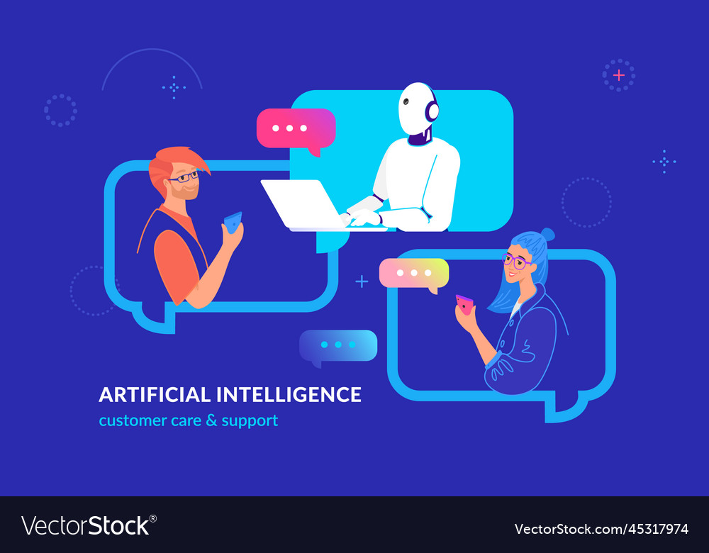 Artificial intelligence customer care and service Vector Image Artificial intelligence customer care and service Vector Image