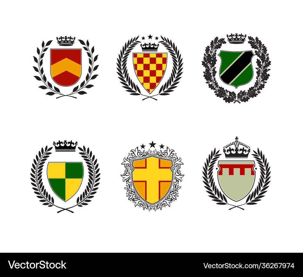 Coat arms collection heraldic shields design Vector Image