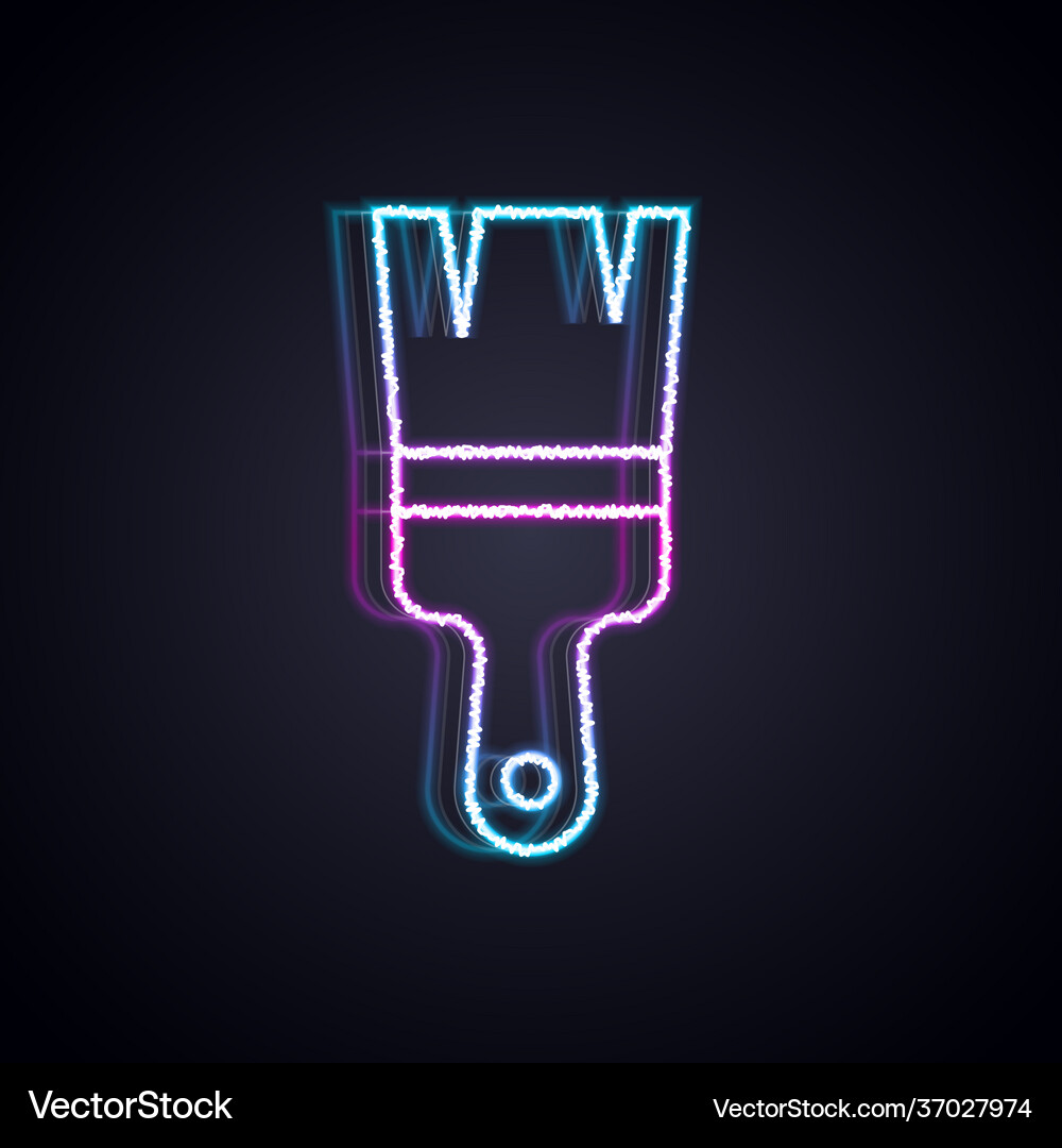 Glowing neon line paint brush icon isolated Vector Image