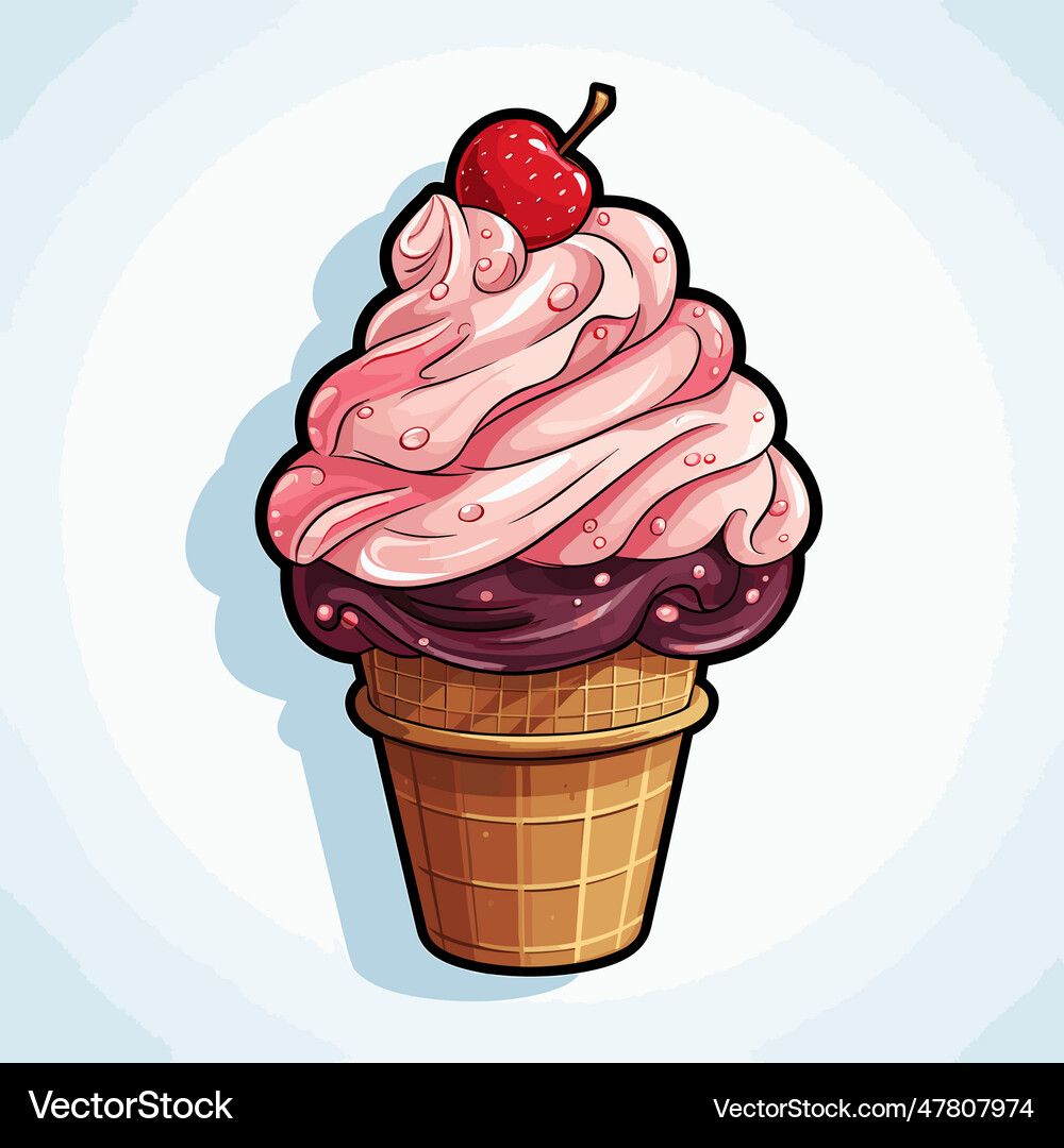 Ice cream hand-drawn comic ice cream doodle Vector Image