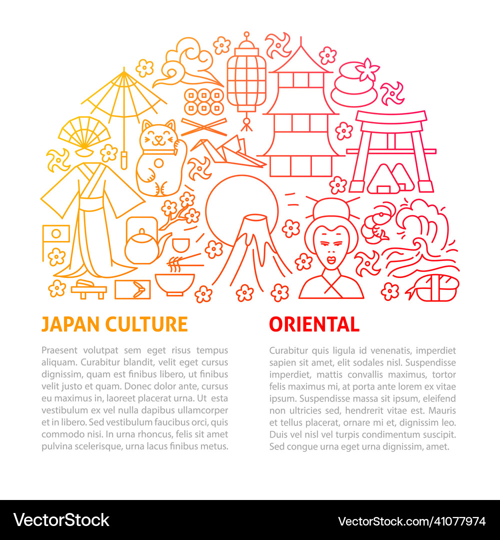 Japan culture line template Royalty Free Vector Image