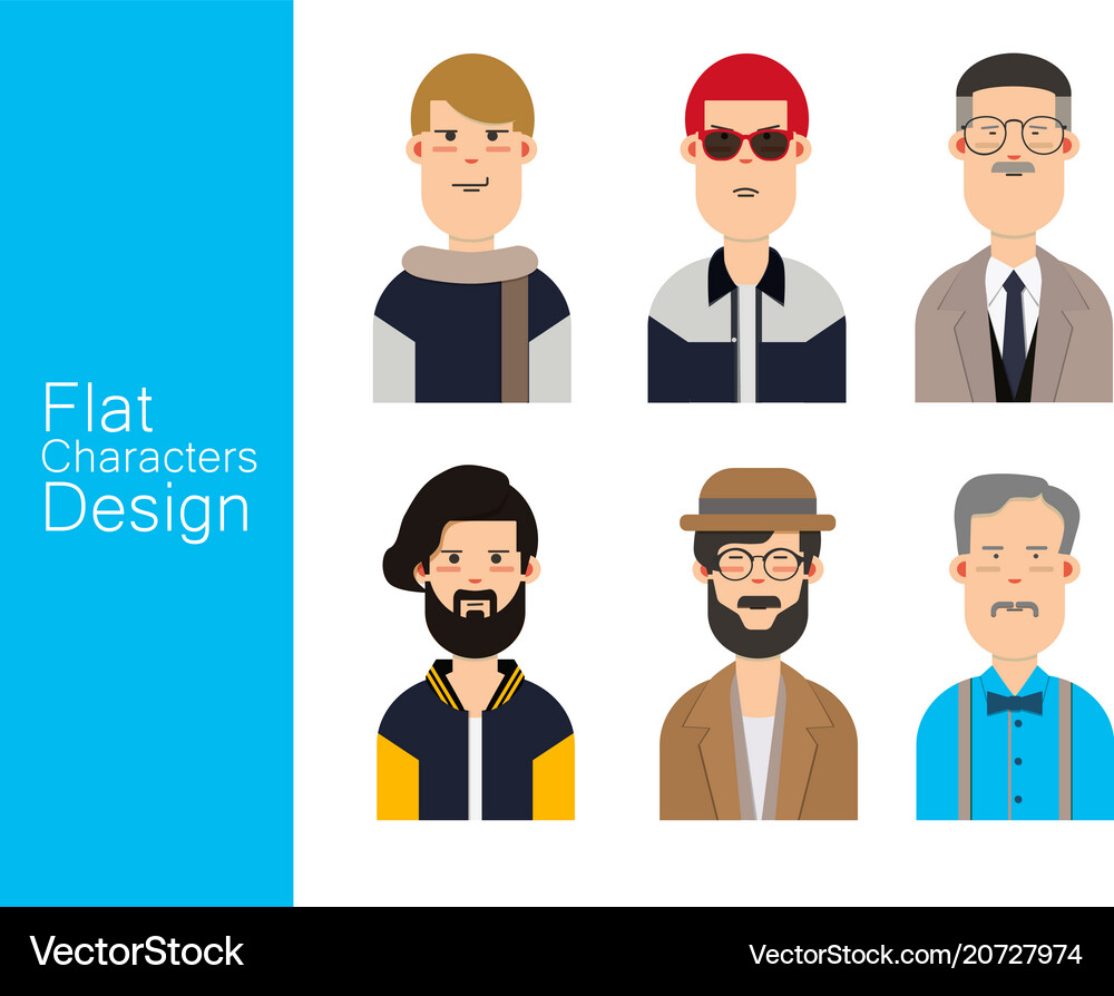 Men avatar set Royalty Free Vector Image - VectorStock