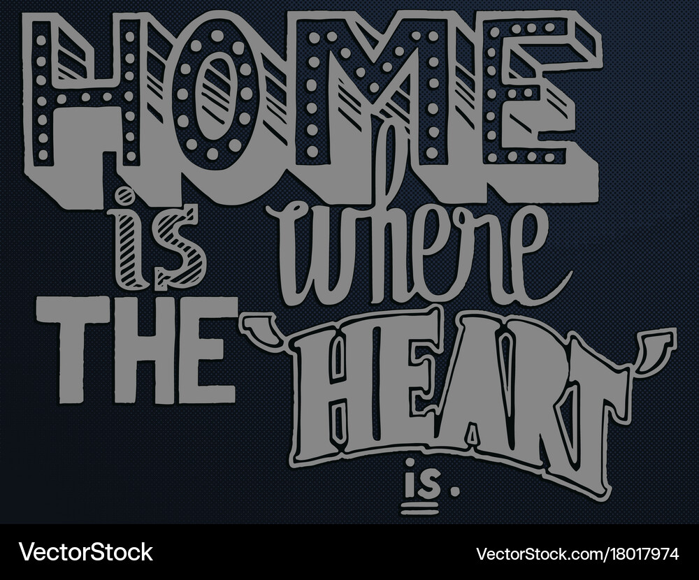 Quote home is where the heart Royalty Free Vector Image