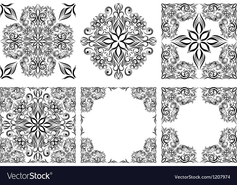 Set seamless patterns and frames Royalty Free Vector Image