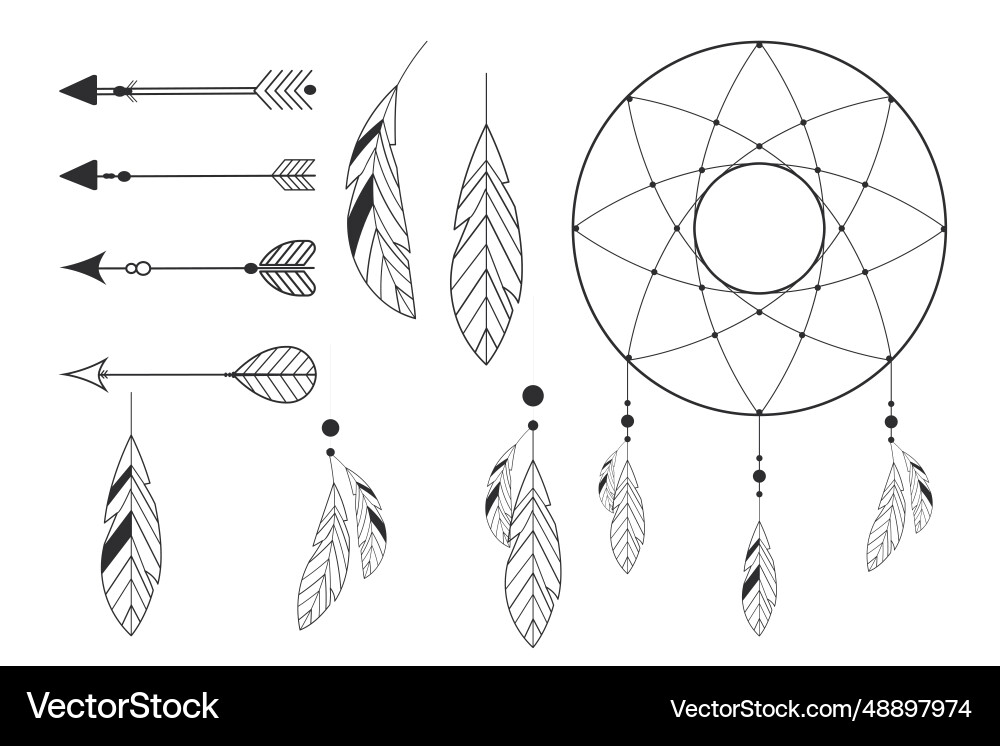 Set tribal dream catcher native ornament Vector Image
