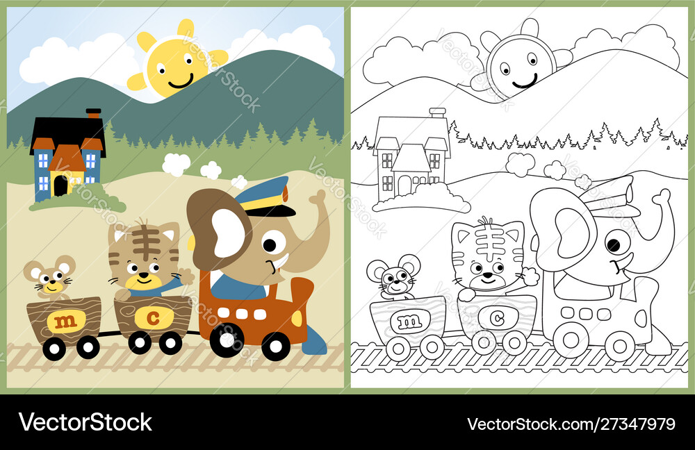Cute Animals on a Train Adventure Royalty Free Vector Image