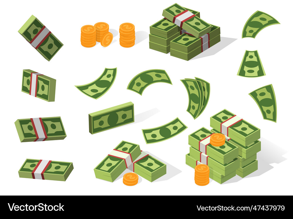 Dollars flat set Royalty Free Vector Image - VectorStock
