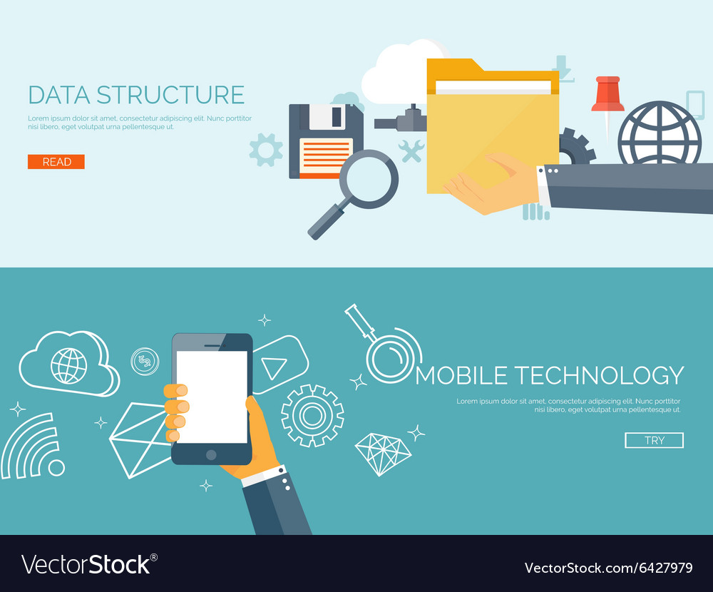Flat backgrounds set data Royalty Free Vector Image