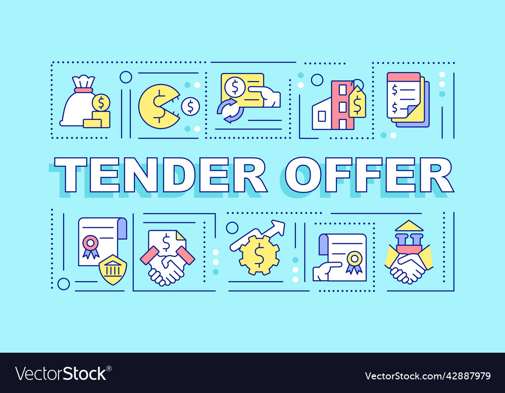 Tender offer word concepts turquoise banner Vector Image