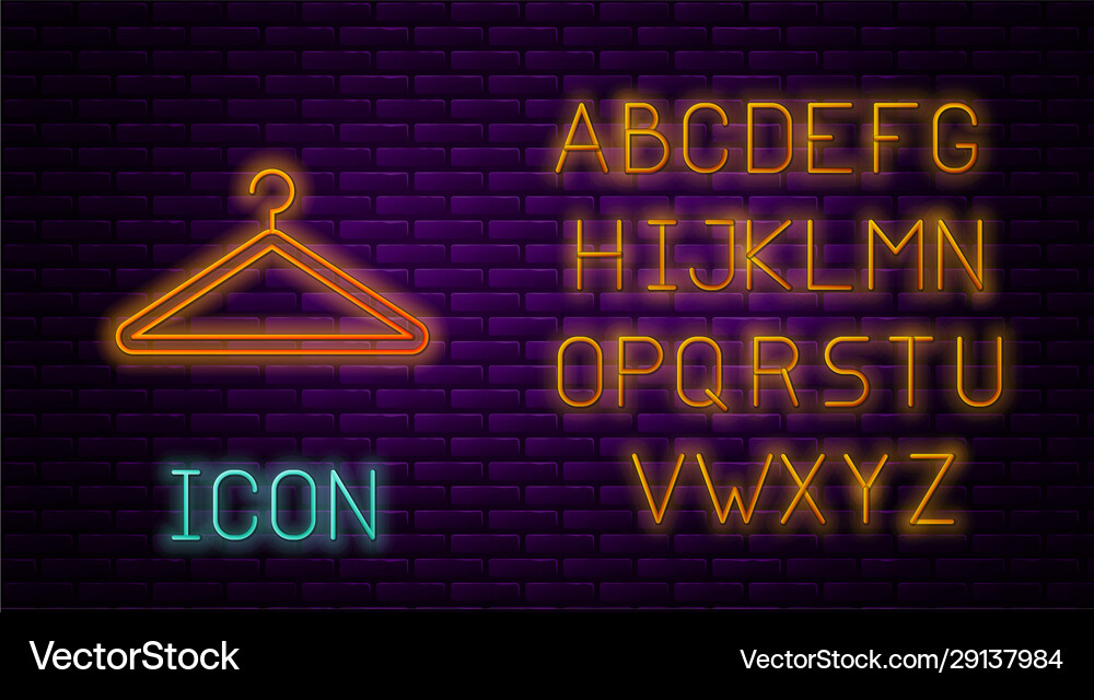 Glowing neon line hanger wardrobe icon isolated Vector Image