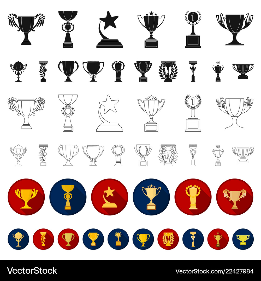 Gold cup flat icons in set collection for design Vector Image