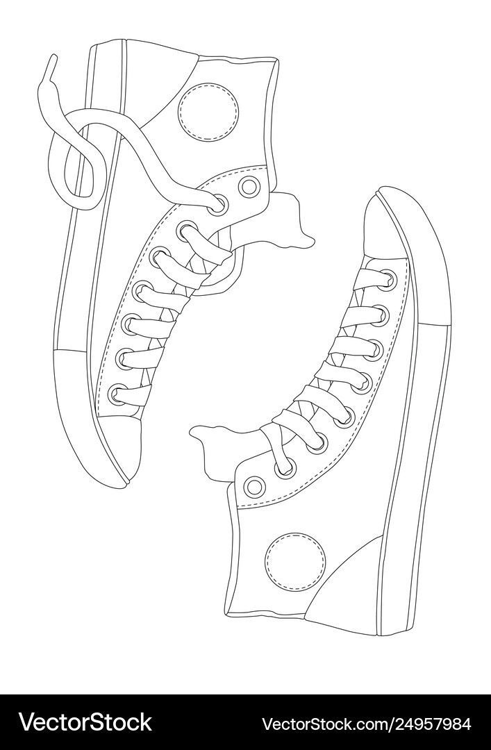 Hand drawn pair sneakers coloring page Royalty Free Vector